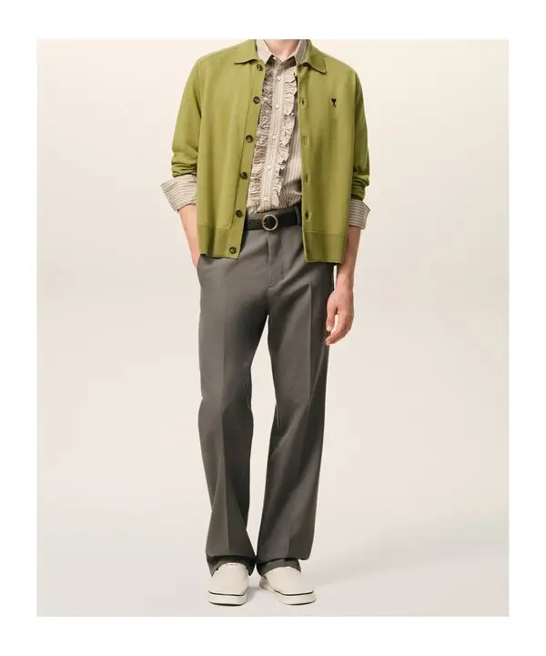 AMI Paris De Coeur Collared Cardigan - Green