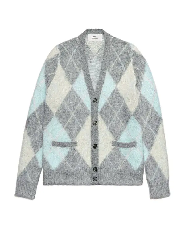 Ami Argyle Cardigan - Gray