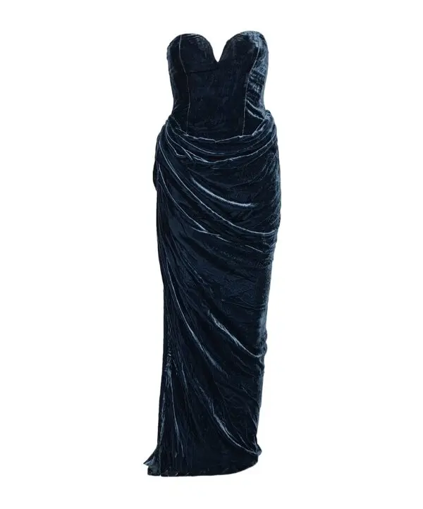 ROTATE BY BIRGER CHRISTENSEN Velvet Sweetheart Slit Maxi Dress
