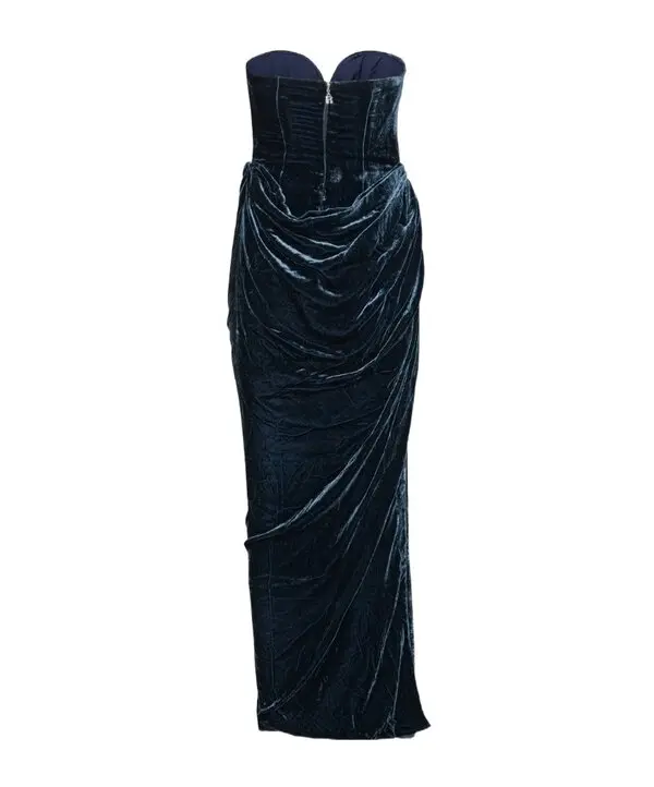ROTATE BY BIRGER CHRISTENSEN Velvet Sweetheart Slit Maxi Dress