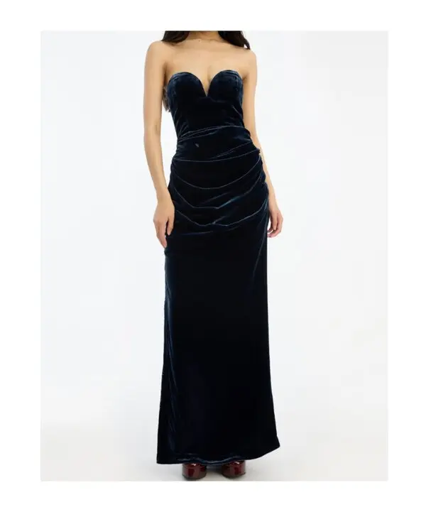 ROTATE BY BIRGER CHRISTENSEN Velvet Sweetheart Slit Maxi Dress