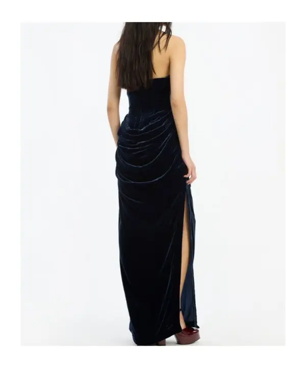 ROTATE BY BIRGER CHRISTENSEN Velvet Sweetheart Slit Maxi Dress