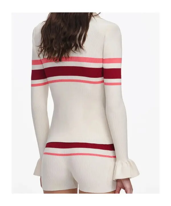 SELF-PORTRAIT Long Sleeve Button-down Knit Sweater With Gold Button Details