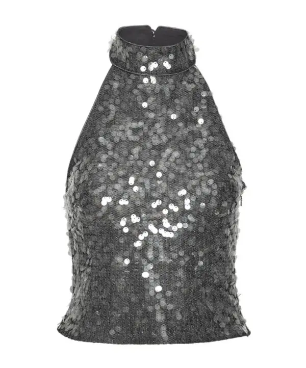 ROTATE BY BIRGER CHRISTENSEN Sequin Halter-neck Top