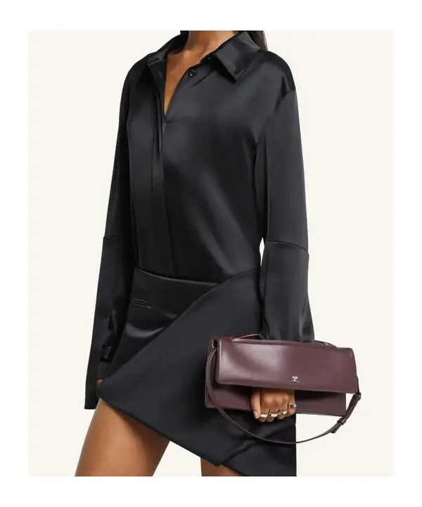 COURREGES Satin Shirt With Lapel Collar