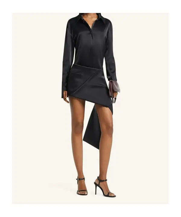 COURREGES Satin Shirt With Lapel Collar