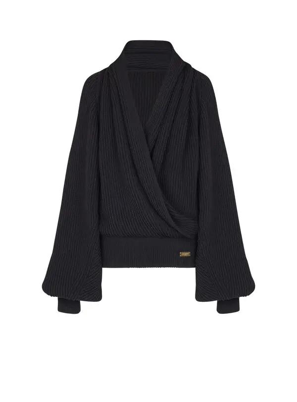 Balmain Oversized Knit Hoodie With Shawl Collar