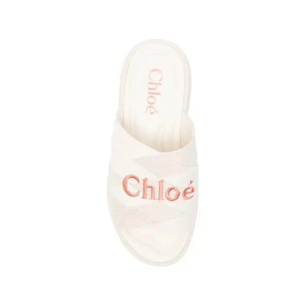 Chloé Open-toe Flat Sandals With Logo Detailing