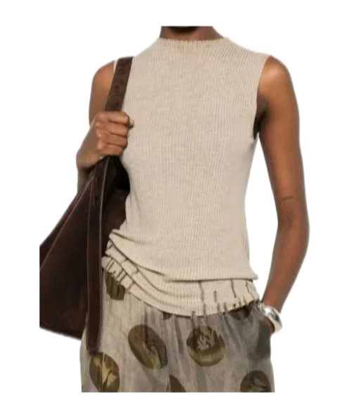 UMA WANG Sleeveless Knit Top With Draped Detail - Nude