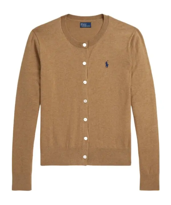 Polo Ralph Lauren Embroidered Crewneck Cardigan - Brown