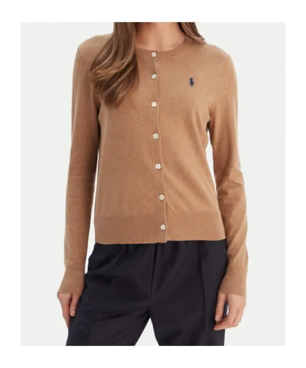 Polo Ralph Lauren Embroidered Crewneck Cardigan - Brown