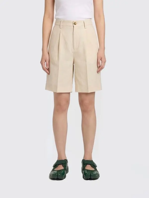 Woolrich Linen-blend Pleated Bermuda Shorts - Milk Cream