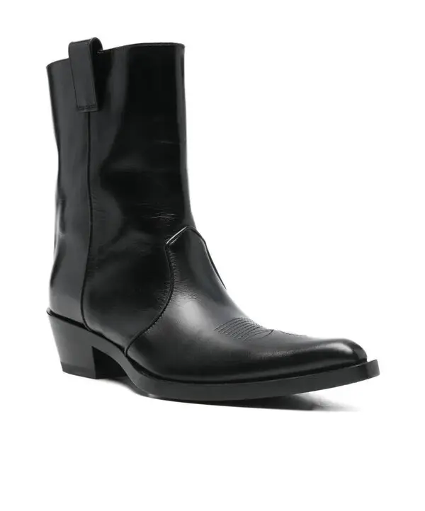 Khaite Pointed Toe Square Heel Embroidered Patchwork Boots