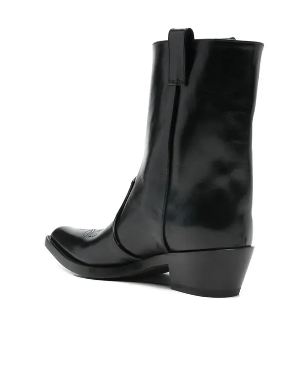 Khaite Pointed Toe Square Heel Embroidered Patchwork Boots