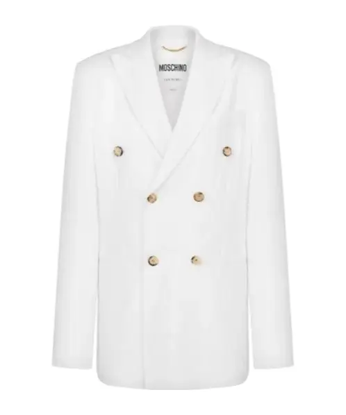 Moschino Double-breasted Blazer With Lapel Collar - White