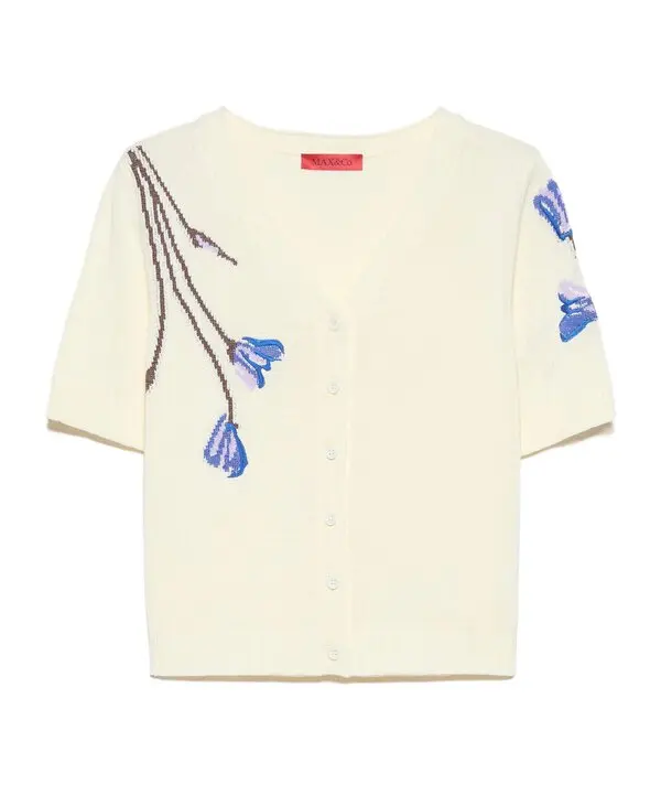 MAXCO. Max&co. Floral Embroidered V-neck Cardigan