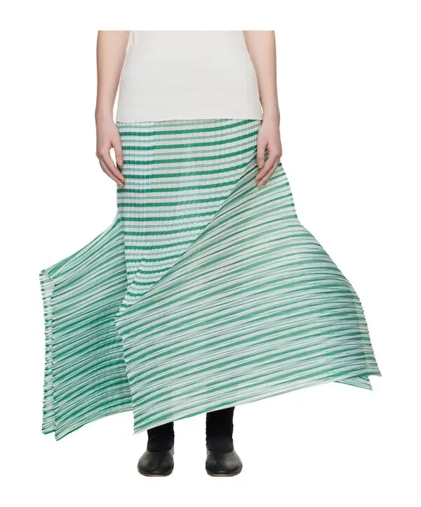 Issey Miyake Asymmetrical Hem Midi Skirt - Green