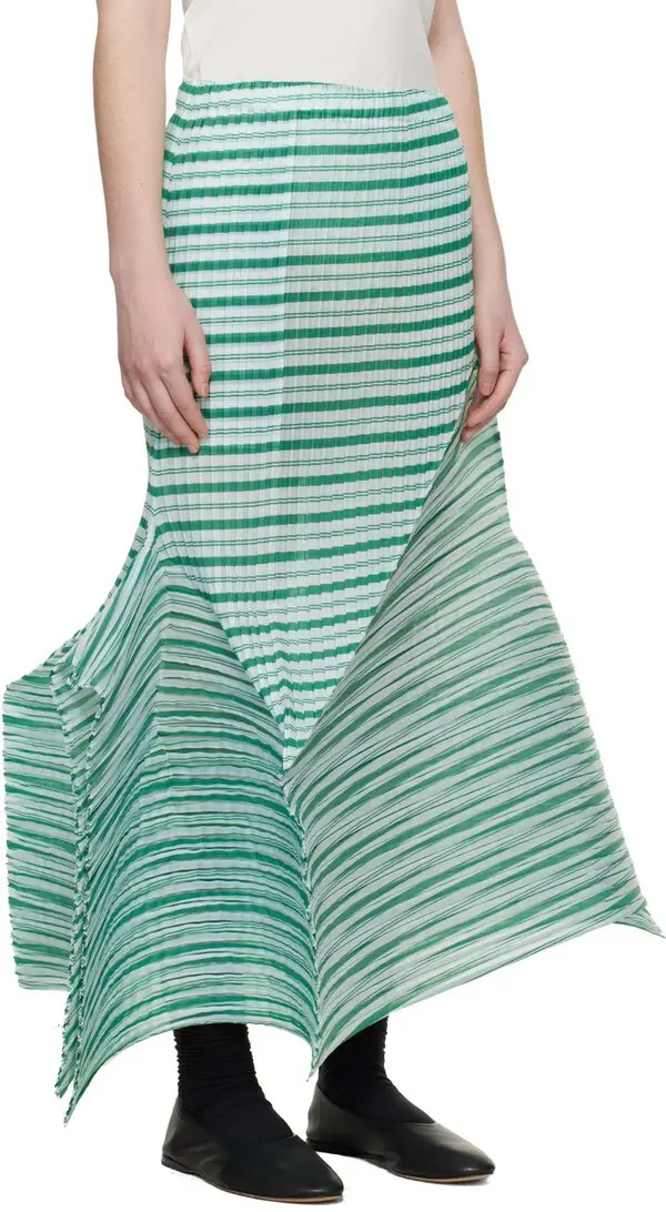 Issey Miyake Striped Midi Skirt