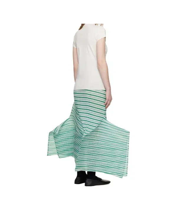 Issey Miyake Striped Midi Skirt