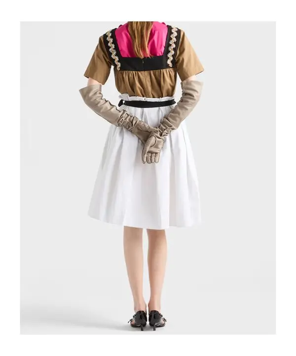 Prada Embroidered Old Gabardine Top - Cork Beige