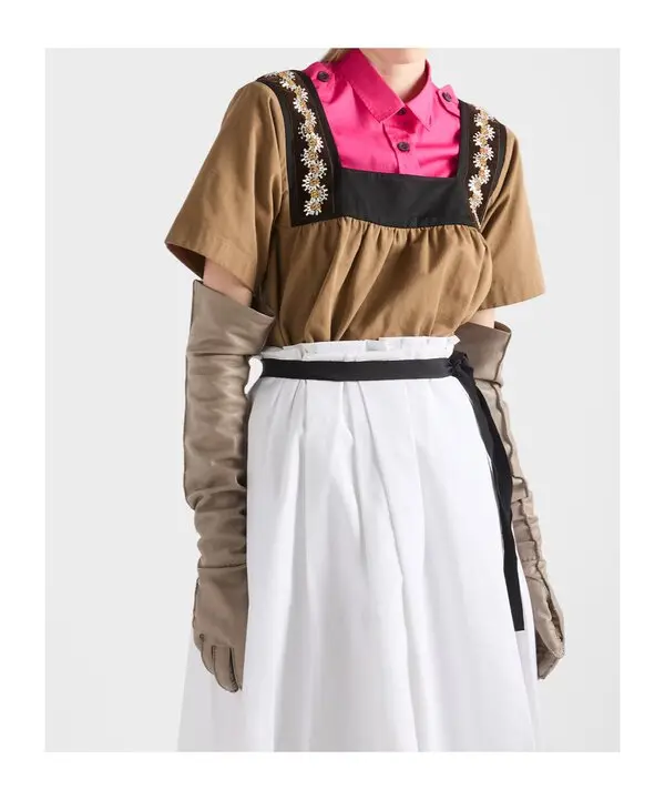 Prada Embroidered Old Gabardine Top - Cork Beige