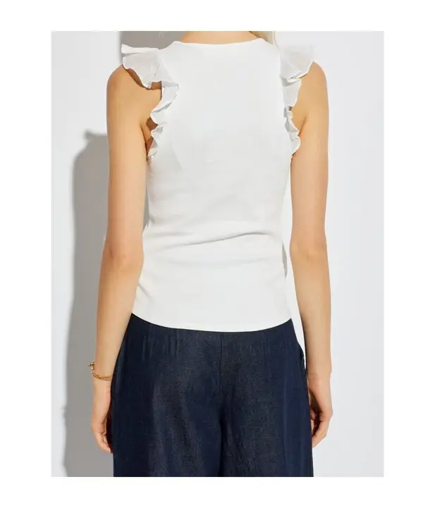 Zimmermann Awaken Ruffled-trim Ribbed Tank Top - White