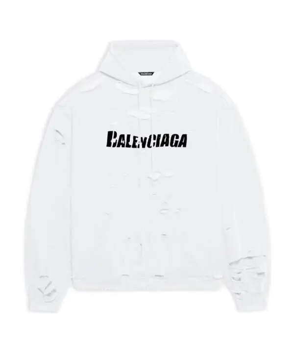 Balenciaga Destroyed Medium Heavy Grabbed Velvet Hoodie