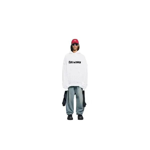 Balenciaga Destroyed Medium Heavy Grabbed Velvet Hoodie
