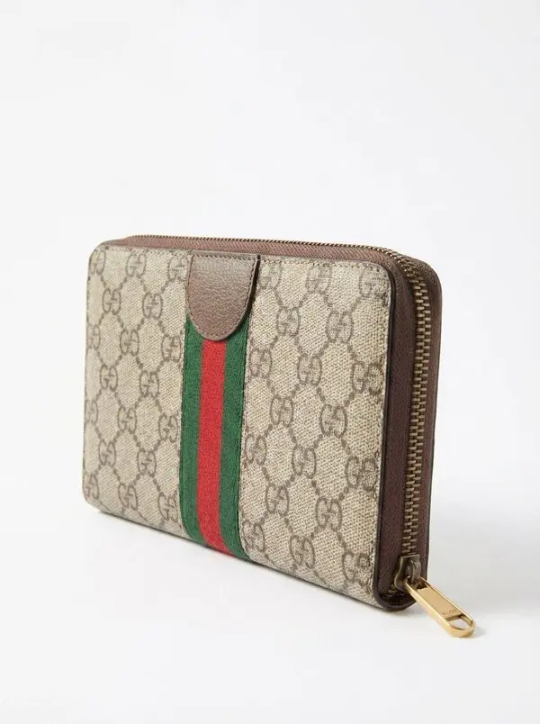 Gucci Ophidia Travel Document Case - Beige And Dark Brown