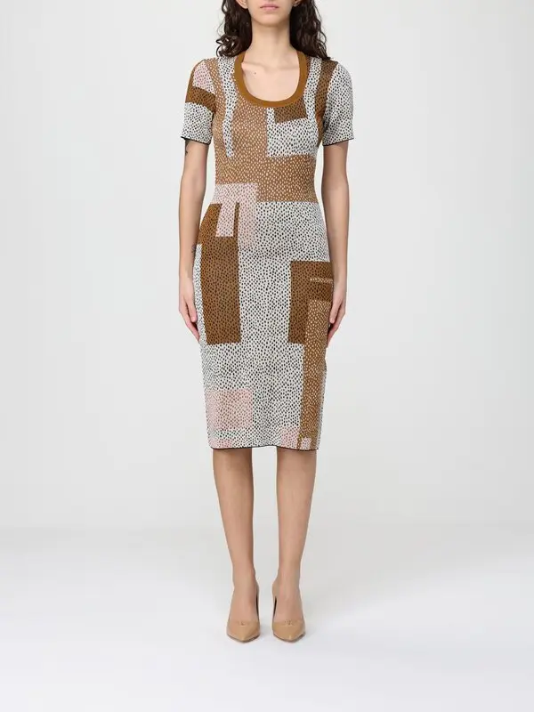 Fendi Peppered Falena Motif Square-neck Midi Dress
