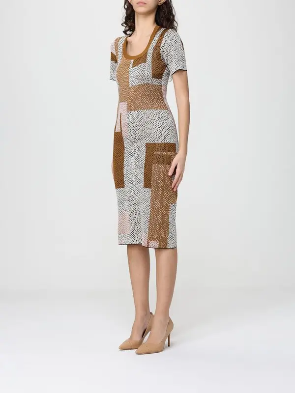 Fendi Peppered Falena Motif Square-neck Midi Dress