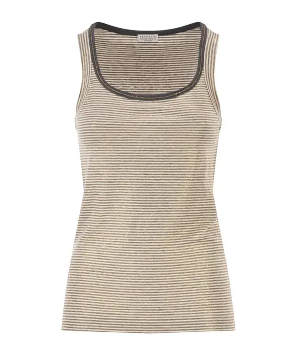 Brunello Cucinelli Striped Sleeveless Tank Top