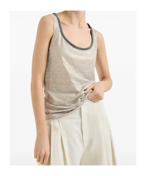 Brunello Cucinelli Striped Sleeveless Tank Top