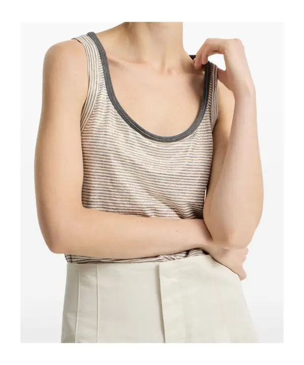 Brunello Cucinelli Striped Sleeveless Tank Top
