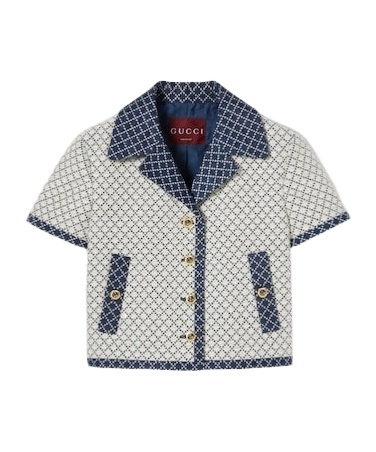 Gucci Tweed Button-up Short-sleeved Jacket