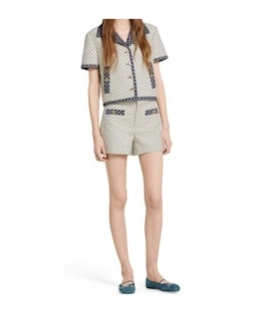 Gucci Tweed Button-up Short-sleeved Jacket