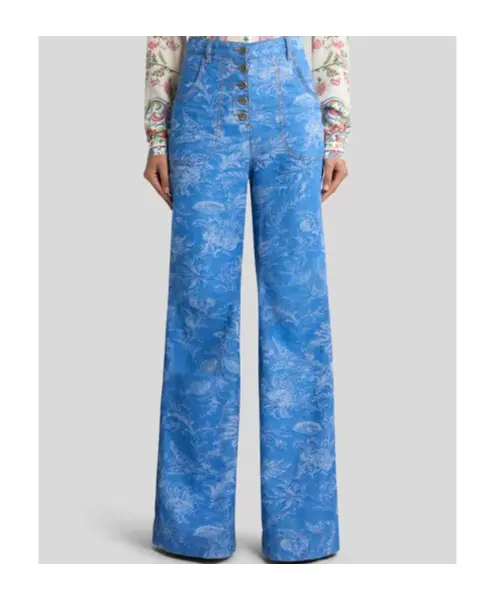 Etro High-rise Wide-leg Floral Jacquard Jeans