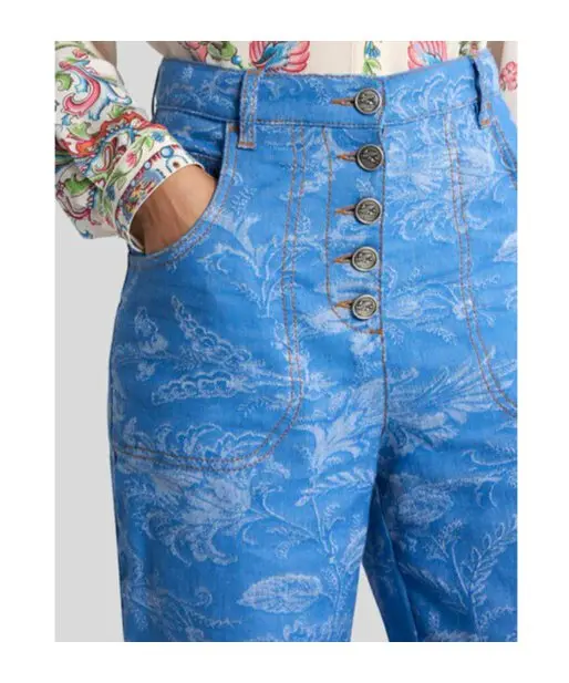 Etro High-rise Wide-leg Floral Jacquard Jeans