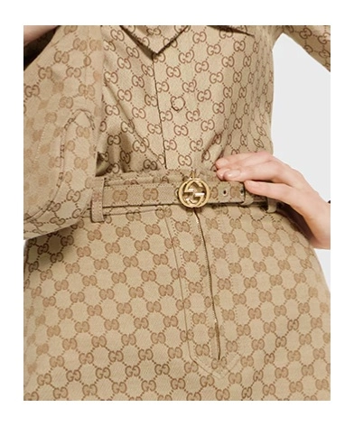 Gucci Incrocio Gg Logo Buckle Belt - Sand-colored