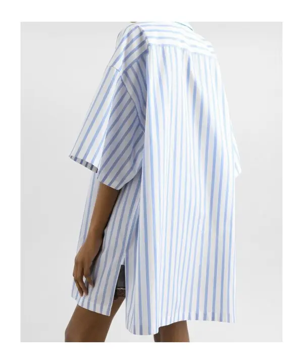 Dolce & Gabbana Striped Poplin Short-sleeve Shirt - Sky-blue