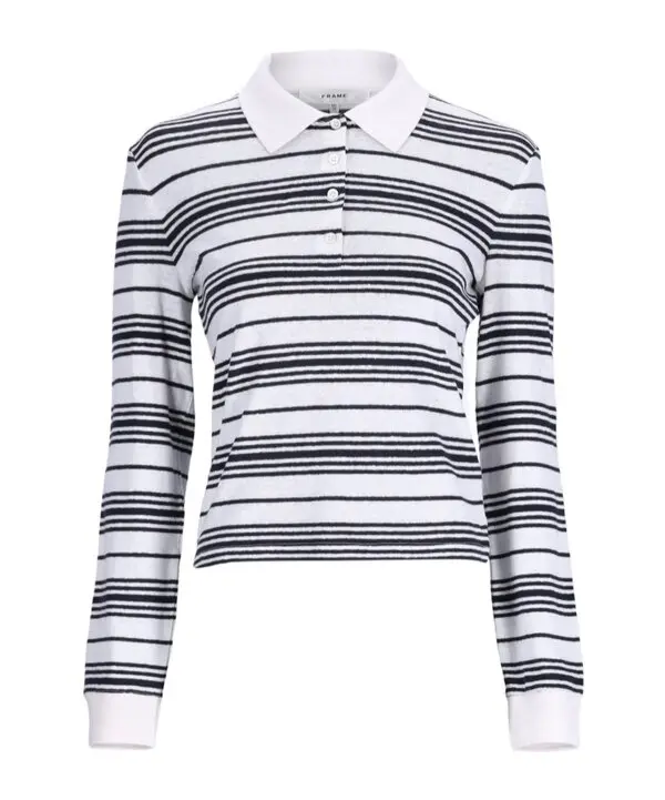 FRAME Long-sleeved Striped Polo Shirt