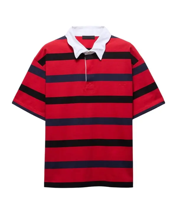 Prada Striped Short-sleeve Polo Shirt
