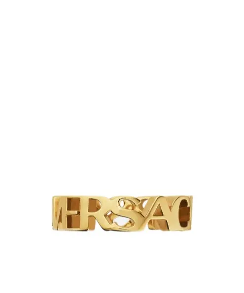 Versace Logo Lettering Ring - Bright Gold