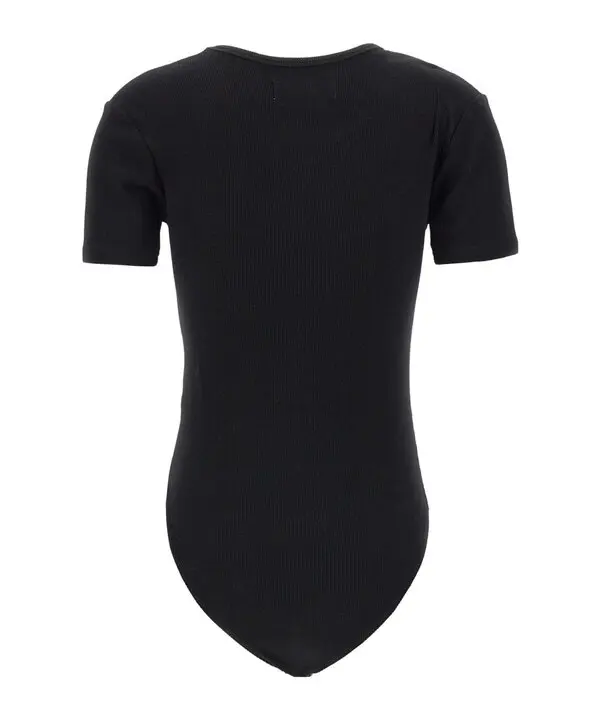 VIVIENNE WESTWOOD Short Sleeve Ribbed Bodysuit With Orb Embroidery - Black