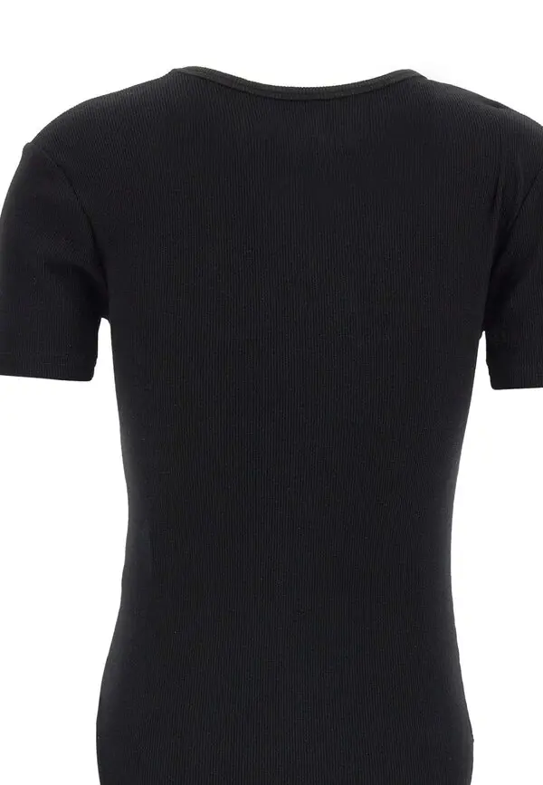 VIVIENNE WESTWOOD Short Sleeve Ribbed Bodysuit With Orb Embroidery - Black