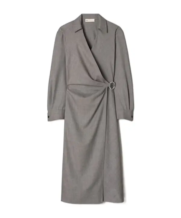 Tory Burch Wool Wrap Dress - Gray