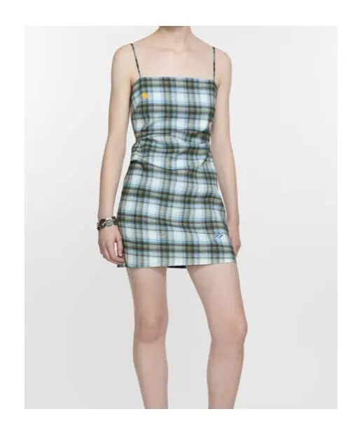 Acne Studios Plaid Spaghetti Strap Mini Dress - Multicolor