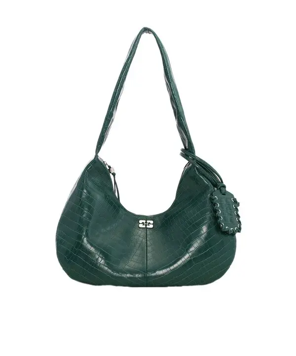 GANNI Embossed Zipped Shoulder Bag - Green