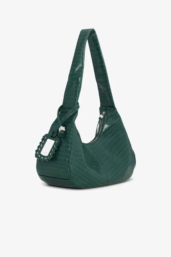 GANNI Embossed Zipped Shoulder Bag - Green