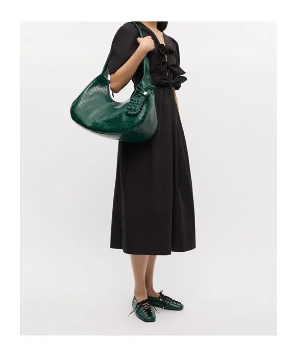 GANNI Embossed Zipped Shoulder Bag - Green